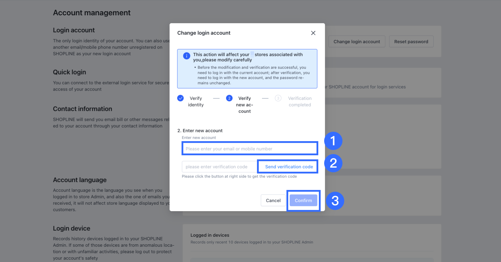 Changing Your Account and Password – SHOPLINE Help Center Changing Your Account and Password – SHOPLINE Help Center