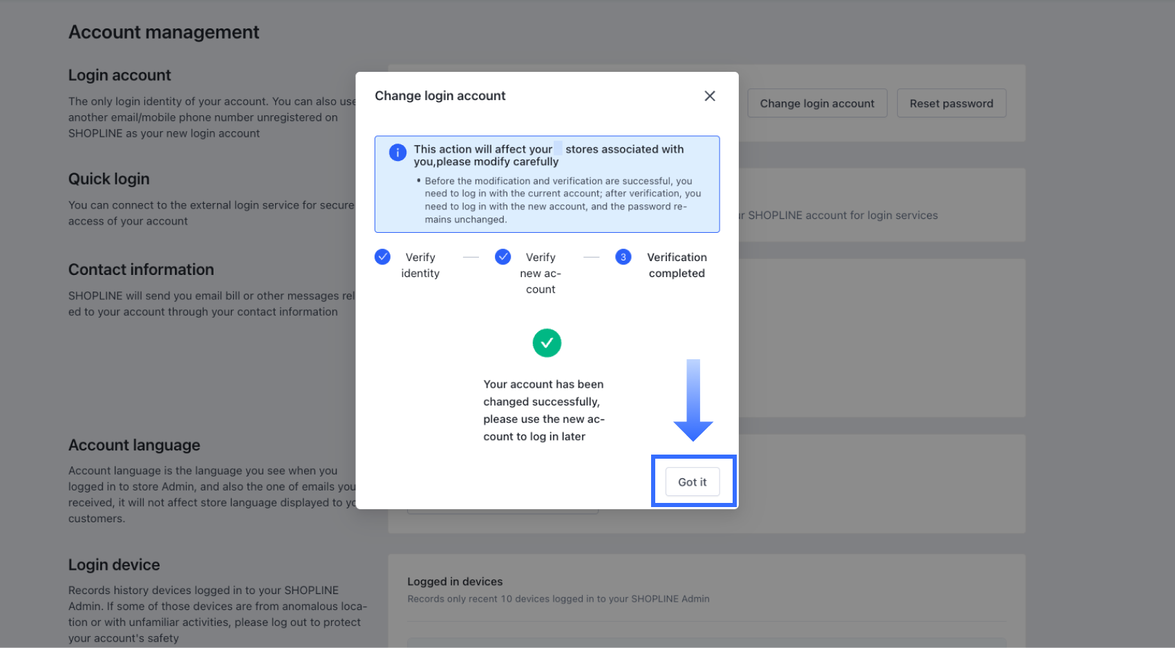 Changing Your Account and Password – SHOPLINE Help Center Changing Your Account and Password – SHOPLINE Help Center